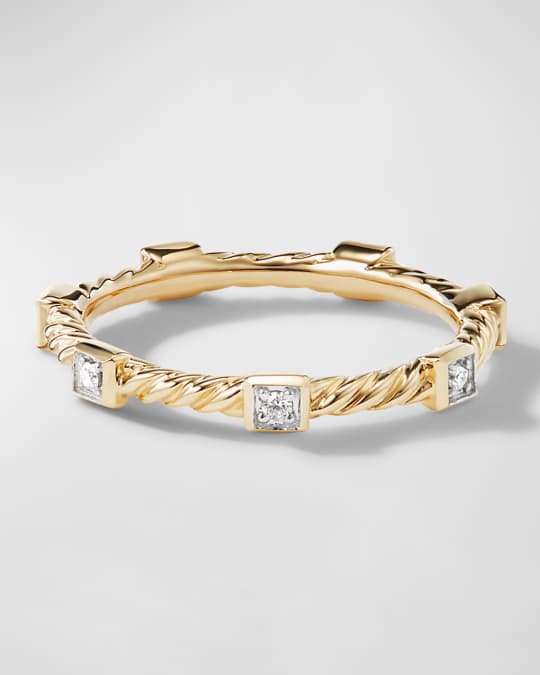 David Yurman 2mm Cable Collectibles Stack Ring in 18K Gold | Neiman Marcus
