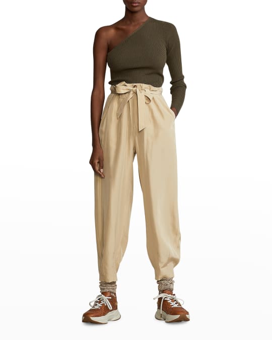 Polo Ralph Lauren One-Shoulder Rib-Knit Pullover | Neiman Marcus
