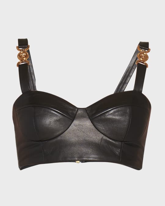 Versace Medusa Leather Bralette Top | Neiman Marcus