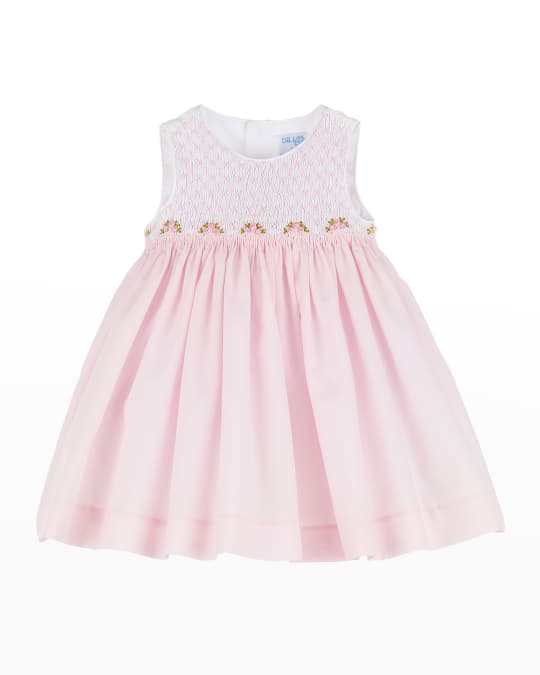 Luli & Me Girl's Smocked Floral Embroidered Dress, Size 12-24M | Neiman ...