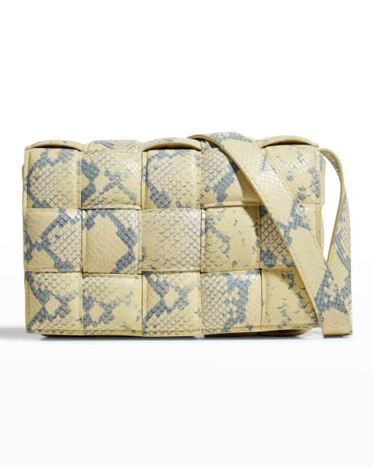 Bottega Veneta Padded Cassette Intreccio Python-Print Shoulder Bag ...