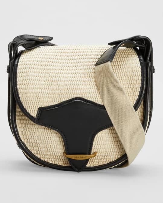 Isabel Marant Botsy Raffia Calfskin Shoulder Bag | Neiman Marcus