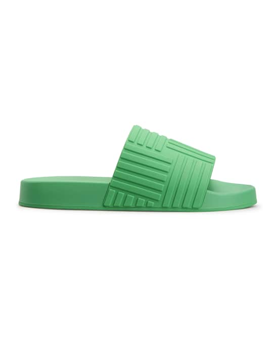 Bottega Veneta Carpet Rubber Slide Pool Sandals | Neiman Marcus