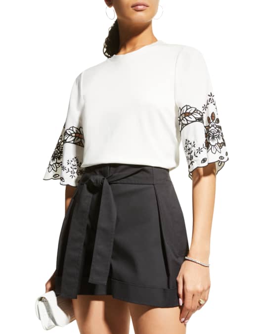 Kobi Halperin Julia Contrast Eyelet Blouse | Neiman Marcus
