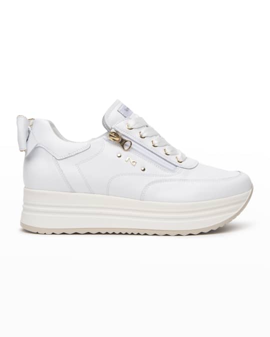 NeroGiardini Zipper Platform Sneakers With Bow | Neiman Marcus