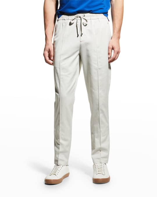 Isaia Men's Wool-Cotton Drawstring Pants | Neiman Marcus