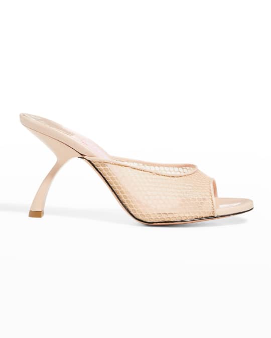Piferi Mesh Vegan Leather Sculptural-Heel Mules | Neiman Marcus