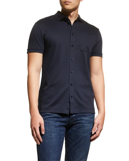 BOSS Men's Full-Button Polo Shirt | Neiman Marcus