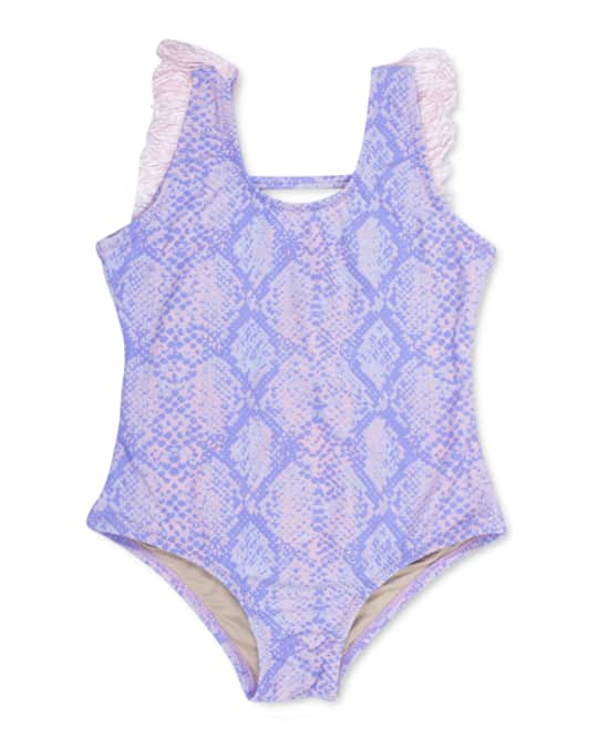 Shade Critters Girl's Python-Print Fringe One-Piece Swimsuit, Size 12M ...