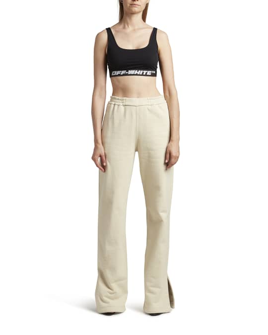 Off-White Diagonal Logo-Print Slit Hem Sweatpants | Neiman Marcus