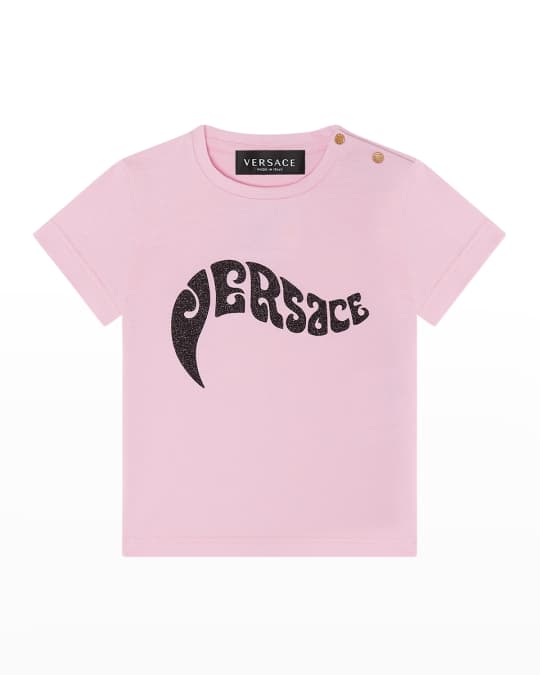 Versace Girl's Glitter Swirl Logo T-Shirt, Size 12-36M | Neiman Marcus