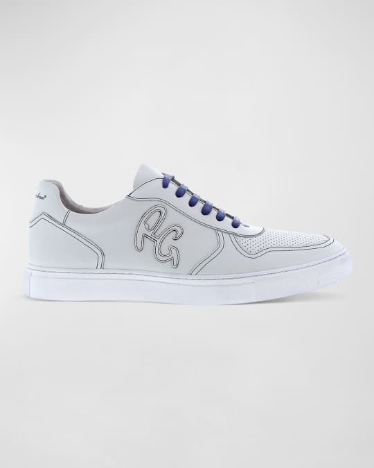 Robert Graham Men's Leather RG-Logo Low-Top Sneakers | Neiman Marcus