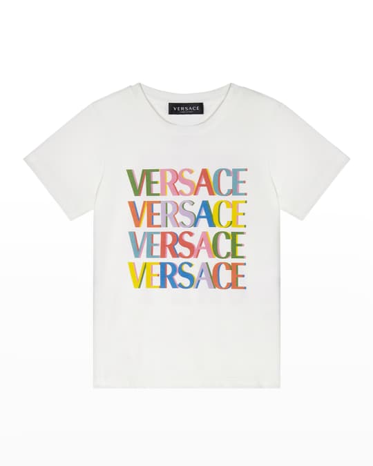 Versace Girl's Rainbow-Logo Tee, Size 4-6 | Neiman Marcus