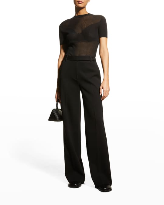 3.1 Phillip Lim Short-Sleeve Sheer Ribbed Sweater | Neiman Marcus
