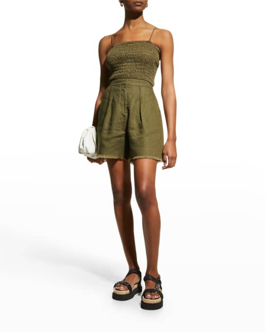 ATM Anthony Thomas Melillo Linen Pleated Wide-Leg Shorts | Neiman Marcus