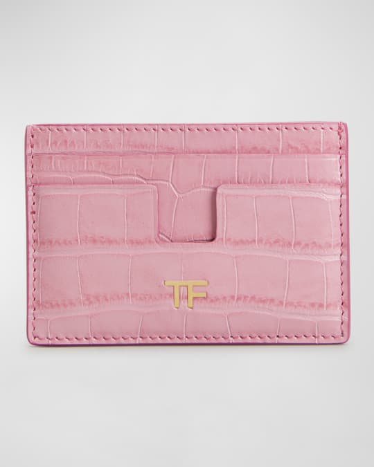 TOM FORD TF Card Holder in Stamped Croc Leather | Neiman Marcus