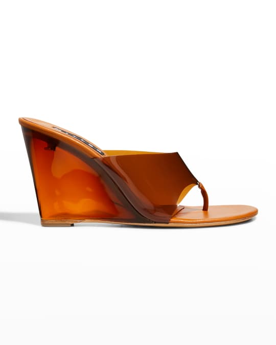 SIMONMILLER Ghost Transparent Wedge Thong Sandals | Neiman Marcus