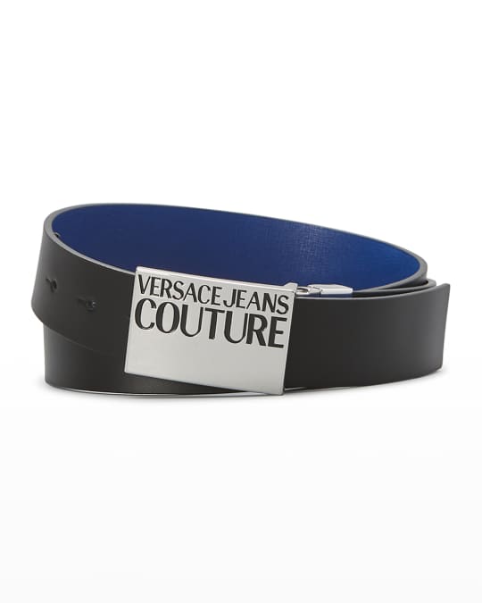 Versace Jeans Couture Men's Reversible Leather Logo Buckle Belt ...