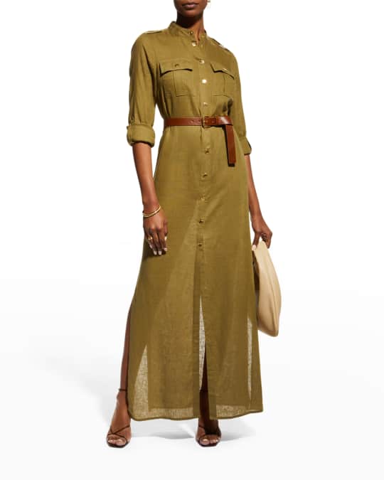 MICHAEL Michael Kors Linen Maxi Shirtdress Neiman Marcus