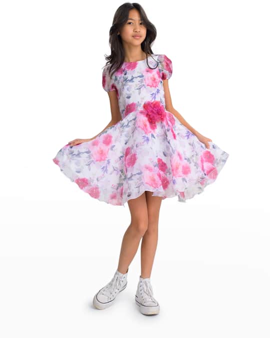Zoe Girl's Sherry Chiffon Floral Dress, Size 4-6 | Neiman Marcus