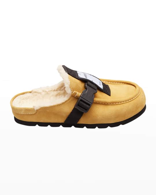 MCQ Men's GR9 Grow-Up Suede & Fleece Slide Moccasins | Neiman Marcus