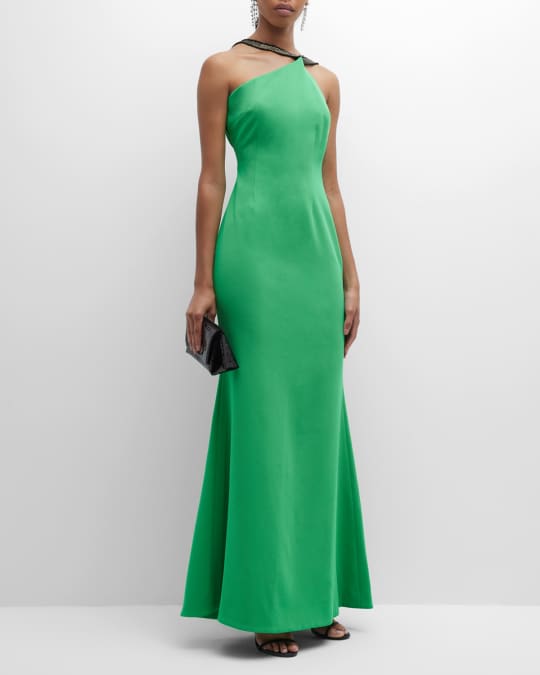 Rachel Gilbert Cecilio One-Shoulder Strap Embellished Gown | Neiman Marcus