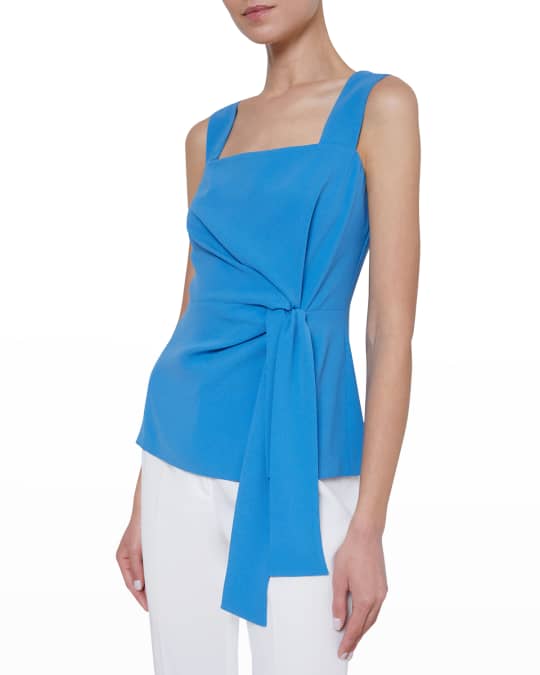 Santorelli Leona Square-Neck Twist Top | Neiman Marcus