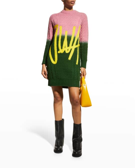 JW Anderson JWA Monogram Dip-Dye Cable-Knit Mini Dress | Neiman Marcus