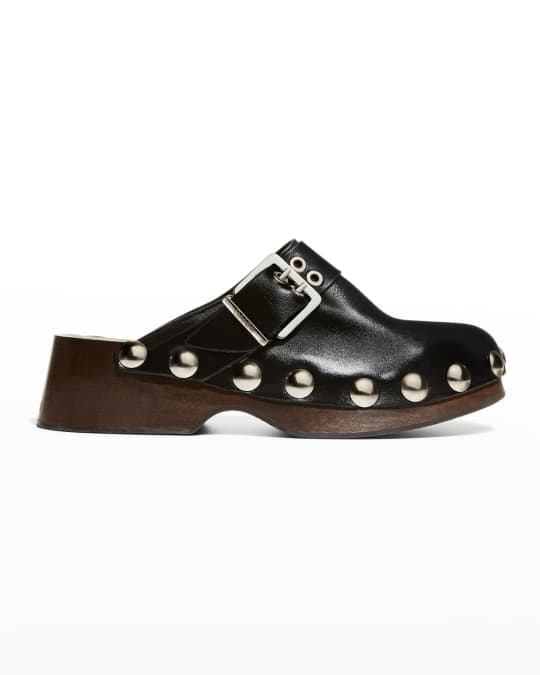 Ganni Studded Leather Clogs | Neiman Marcus