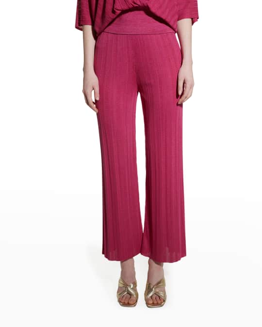 KNITSS Valentina Wide-Leg Pointelle Knit Pants | Neiman Marcus