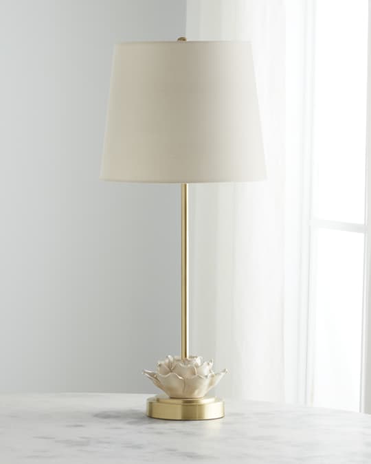Neiman Marcus Flower Ceramic Table Lamp with Natural Brass Base ...