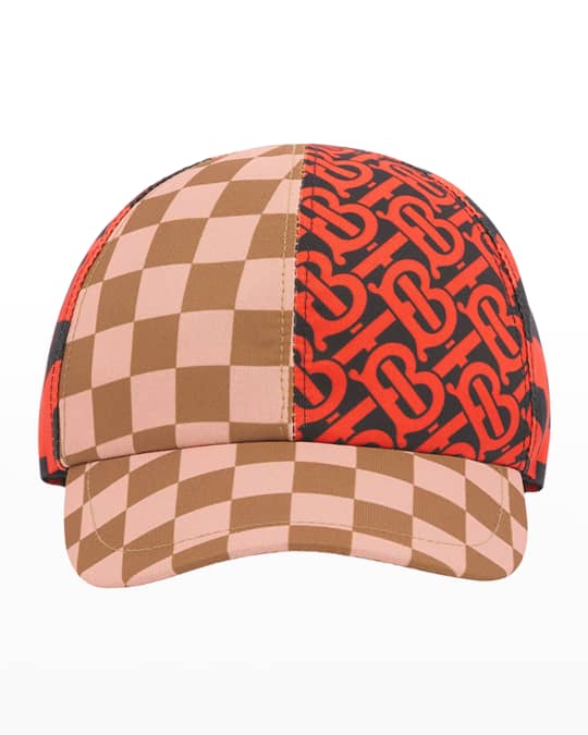 Burberry Kid's Checkerboard TB Monogram Baseball Cap, Size S-M | Neiman Marcus