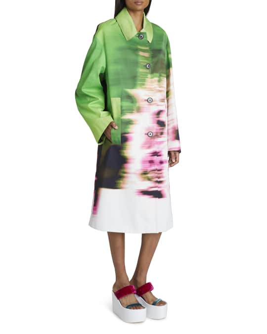 Dries Van Noten Rinks Blur-Print Top Coat | Neiman Marcus