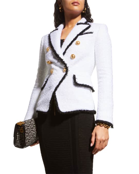Balmain 6-Button Tweed Blazer Jacket | Neiman Marcus