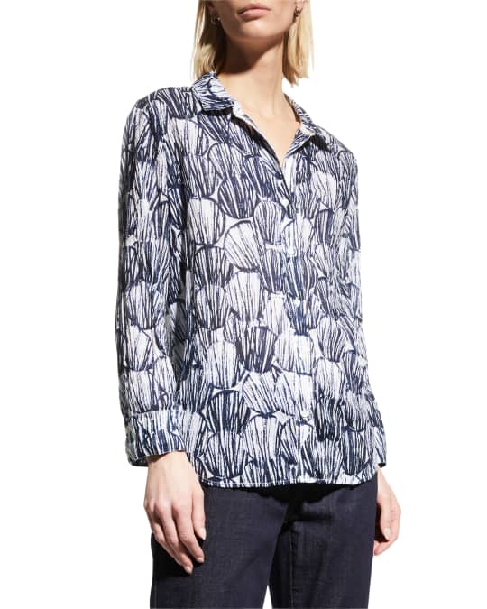 NIC+ZOE Indigo Shells Shell-Print Top | Neiman Marcus