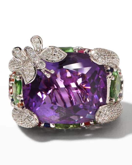 Nini Jewels White Gold Amethyst, Diamond and Multi-Stone Ring | Neiman ...