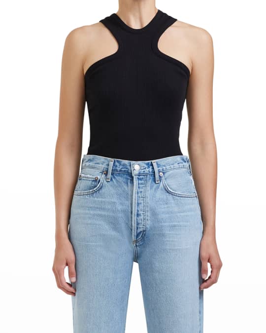 AGOLDE Bea Signature Ribbed Cutaway Tank | Neiman Marcus