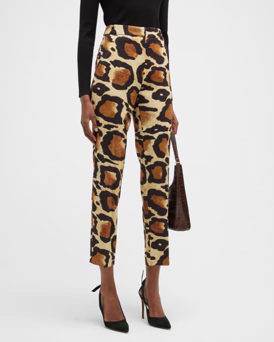 Sergio Hudson Leopard Crop Cigarette Pants | Neiman Marcus