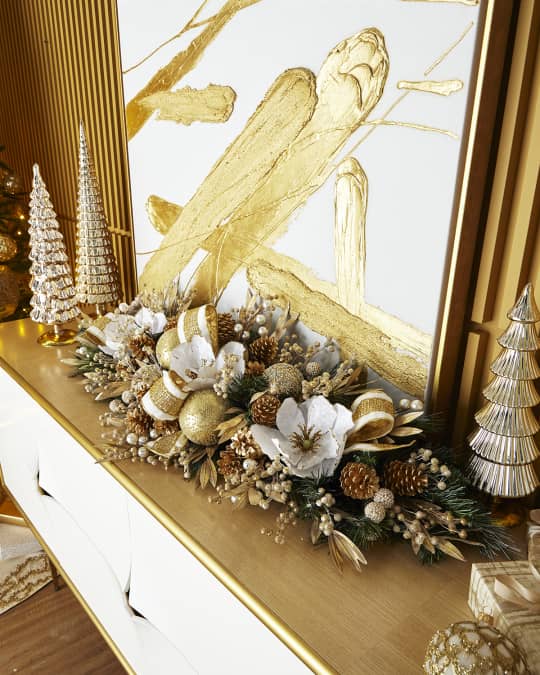 Neiman Marcus 46" Gold Christmas Mantle Garland | Neiman Marcus