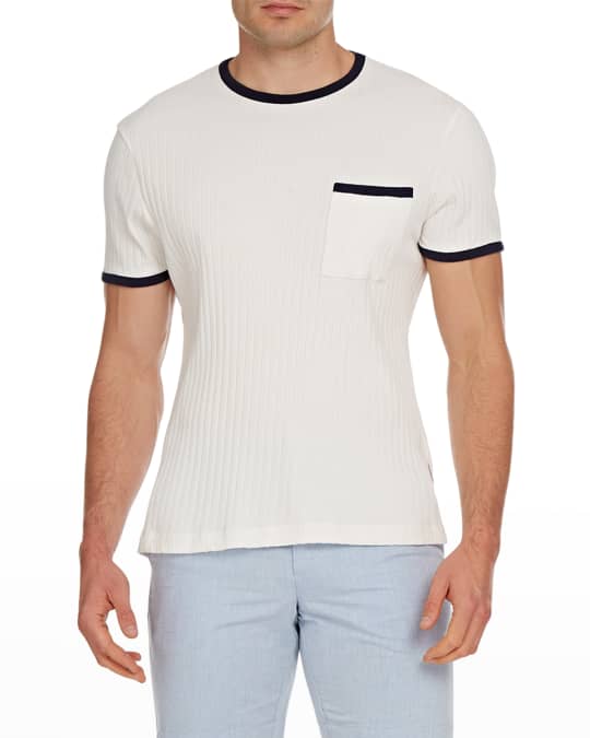 Orlebar Brown Men's Ribbed Contrast-Trim T-Shirt | Neiman Marcus