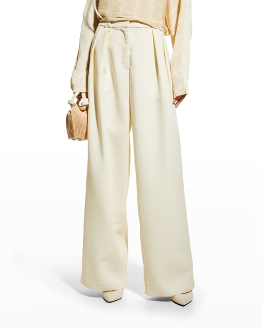 Rohe Fransje Wool Wide-Leg Pleated Trousers | Neiman Marcus