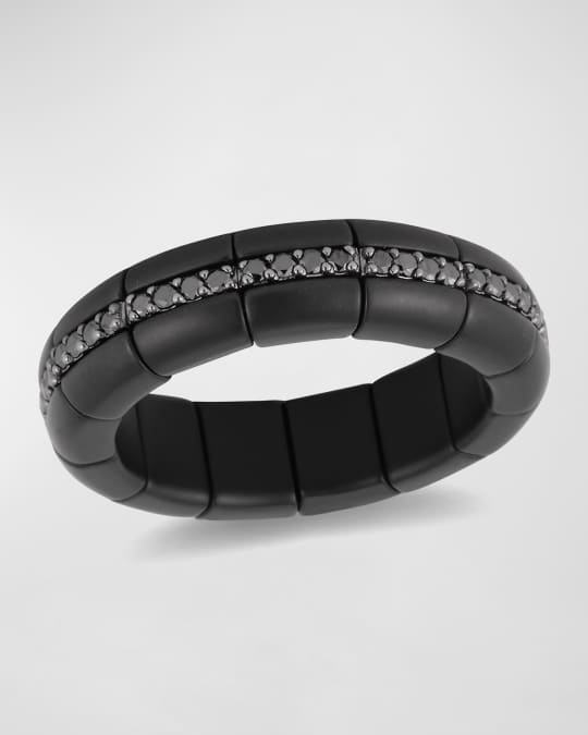 Roberto Demeglio Men's Black Matte Ceramic Eternity Ring with Black Diamonds | Neiman Marcus