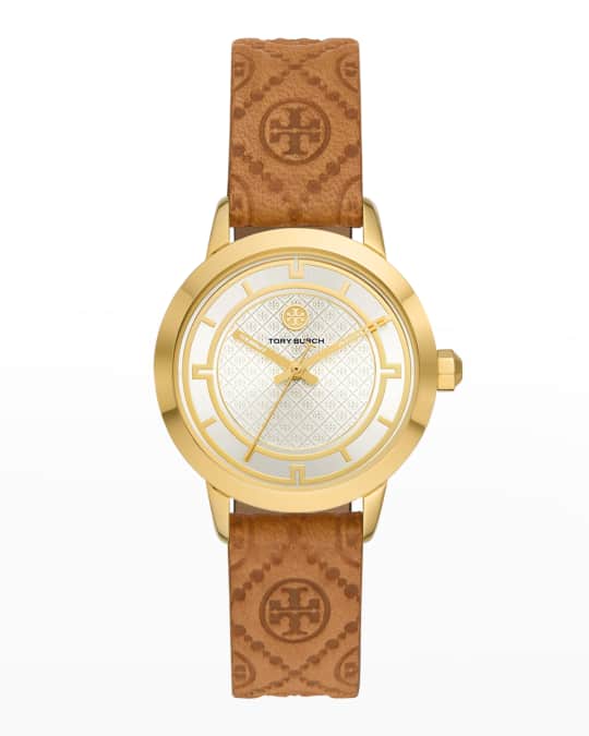 Tory Burch The Tory Gold-Tone Stainless Steel Watch with Luggage ...