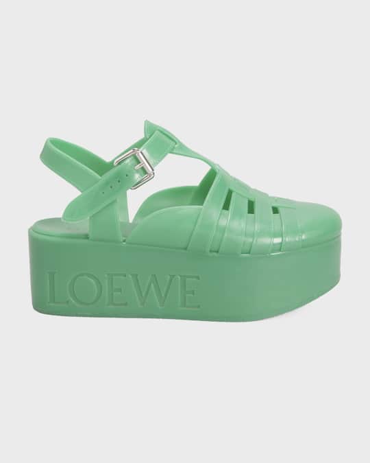 Loewe Rubber Wedge Platform Fisherman Sandals | Neiman Marcus