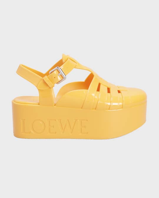 Loewe Rubber Wedge Platform Fisherman Sandals | Neiman Marcus
