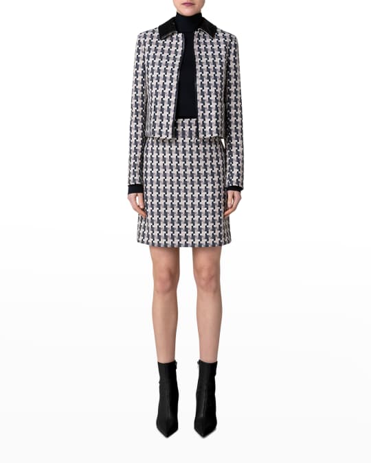 Akris punto Cropped Houndstooth Jacquard Jacket | Neiman Marcus