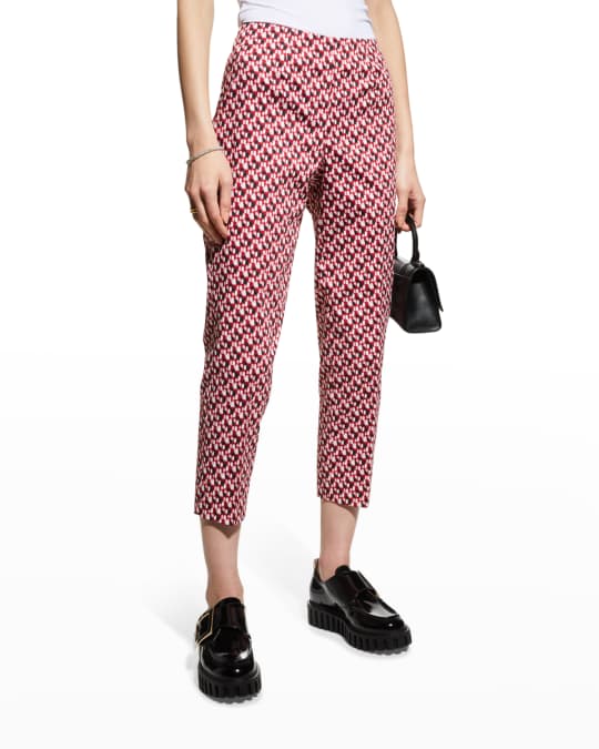 Piazza Sempione Audrey Dash-Print Slim-Leg Capri Pants | Neiman Marcus