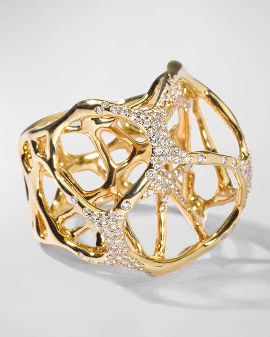 Ippolita 18K Gold Drizzle Irregular Shape Ring with Diamonds, Size 7 ...