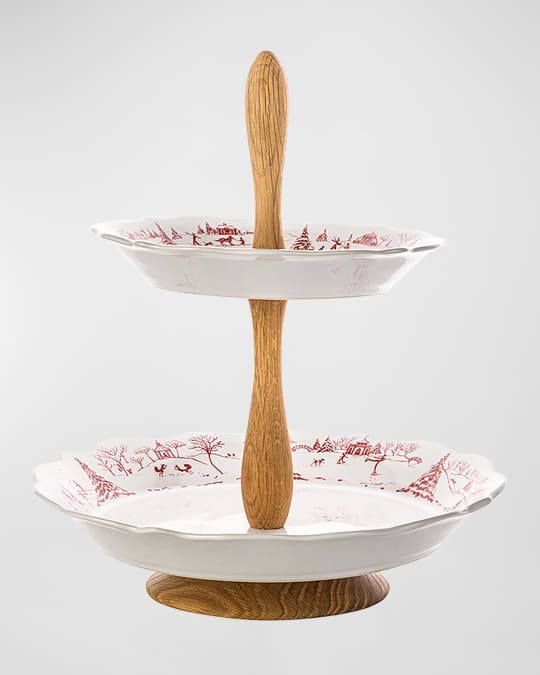 Juliska Country Estate Winter Frolic Ruby Two Tier Server | Neiman Marcus