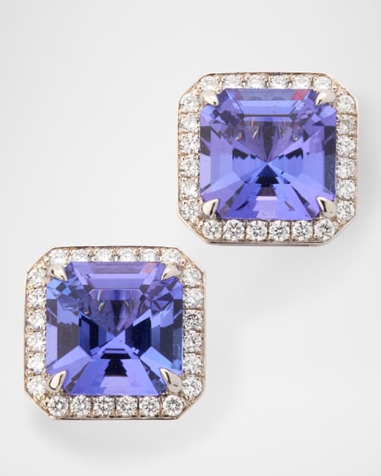 Robert Erich Platinum Emerald-Cut Tanzanite and Diamond Stud Earrings ...